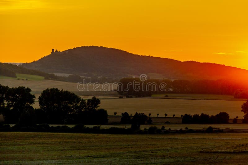 A Fantastic Sunset in the Thuringian Basin with a View of Wachsenburg ...