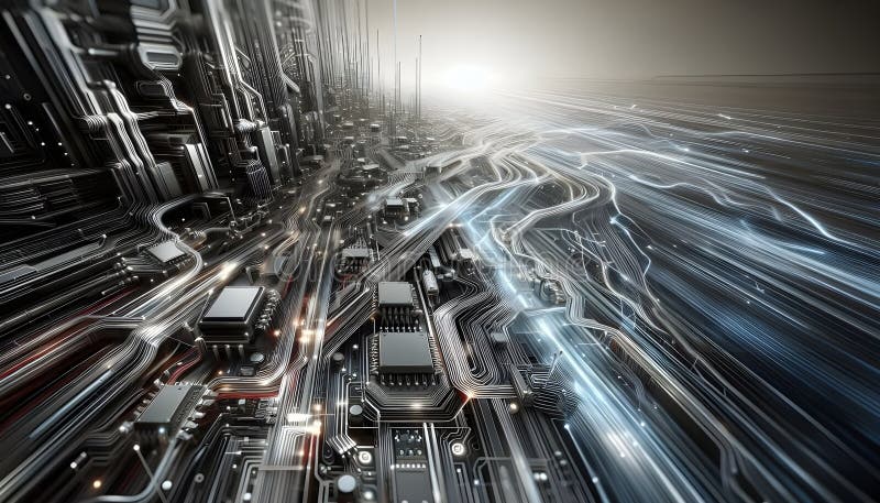 Abstract View Inside of a Futuristic Computer Hardware Stock ...