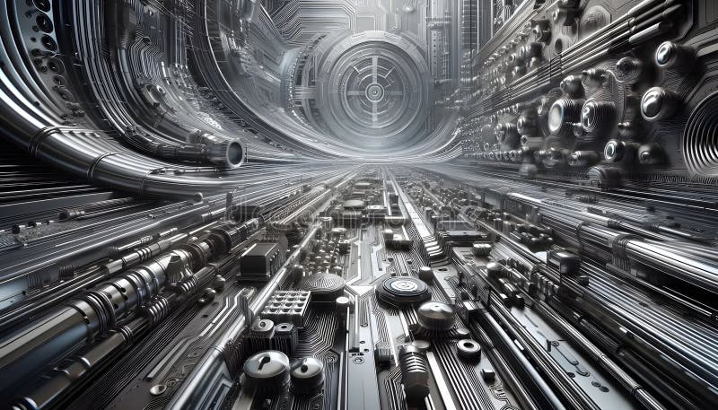 Abstract Background Inside of a Futuristic Computer Hardware Stock ...