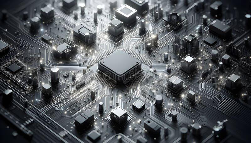 Abstract Background Inside of a Futuristic Computer Hardware Stock ...