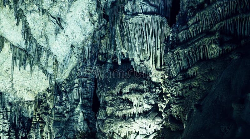 Fantastic Texture of Round Curves of Stalactites in the Cave, Green ...