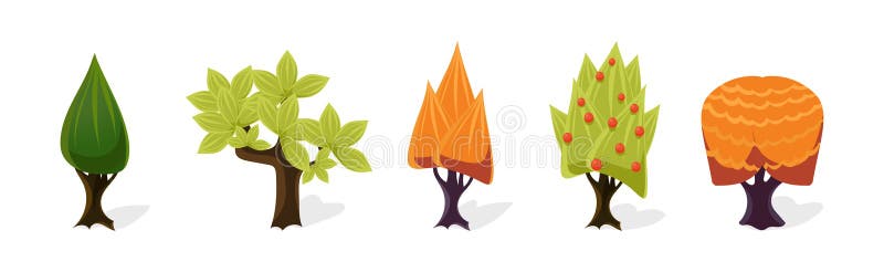 Fantastic Tree for Ui Game Design Vector Set Stock Vector ...