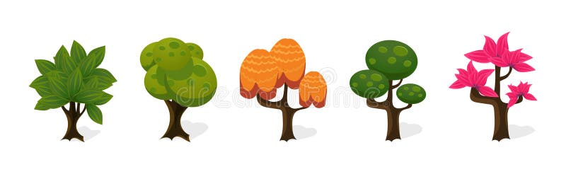Fantastic Tree for Ui Game Design Vector Set Stock Illustration ...