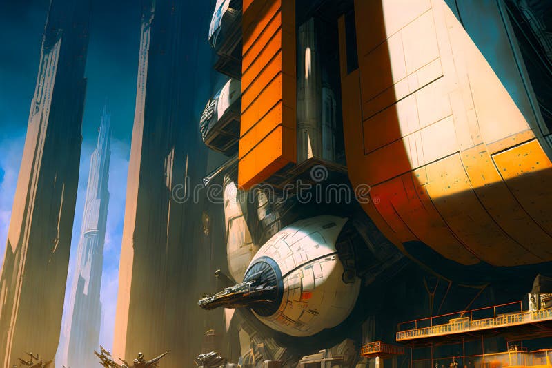 Fantastic Utopian Industrial Space Station Complex Architecture, Neural ...