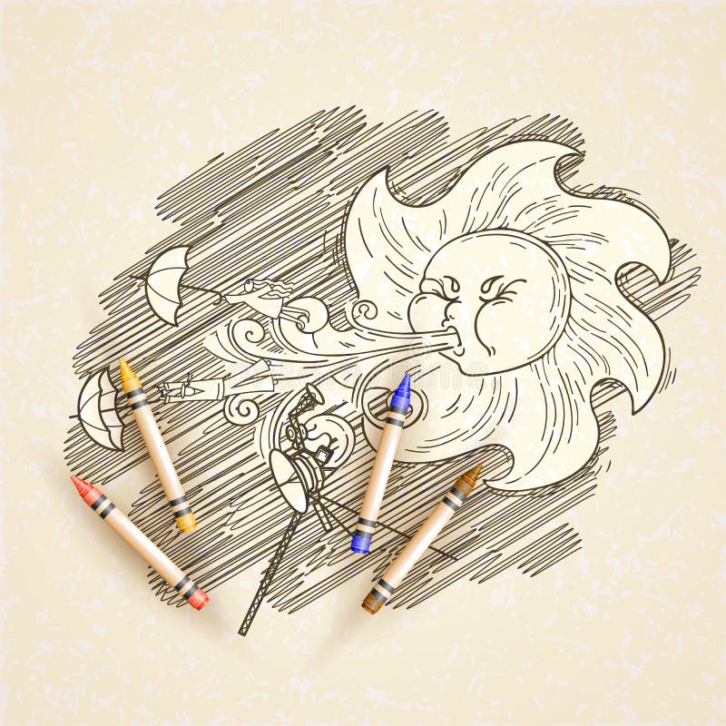 Fantastic Vector Illustration with the Solar Wind. Stock Vector ...