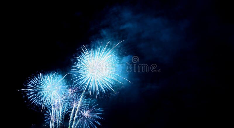 Fantastic Vibrant Arctic Blue Fireworks Splashing in the Night Sky ...