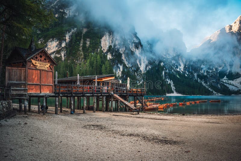A Fantastic View on the Braies Lake Editorial Stock Image - Image of ...