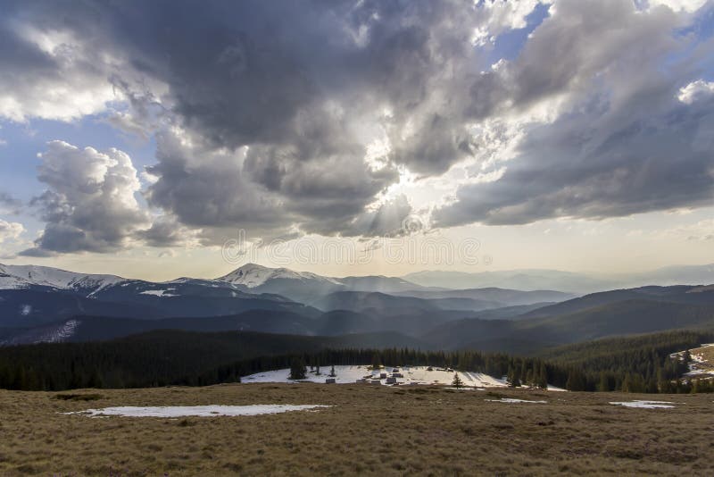 Fantastic View of Huge White Dark Foreboding Stormy Cloud Covering Blue ...