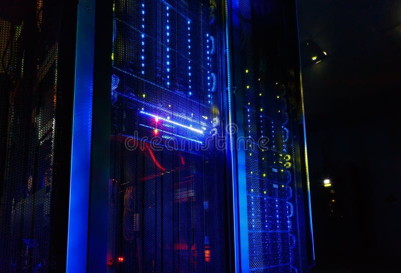 Fantastic View of the Mainframe in Data Center Rows Stock Photo - Image ...