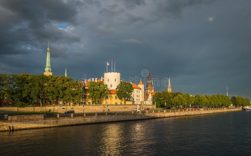 View of the Riga Castle from the Riverside Editorial Photography ...