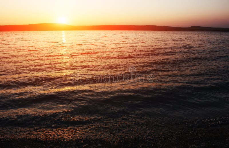 Fantastic Views of the Sea and Sunset. Stock Image - Image of lake ...