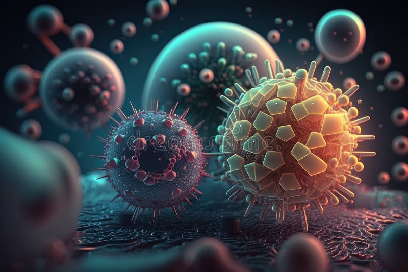 Fantastic Viruses, View in a Microscope. AI Generative Stock ...