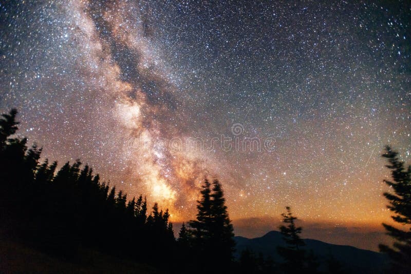 Fantastic Winter Meteor Shower and the Snow-capped Mountains Stock ...