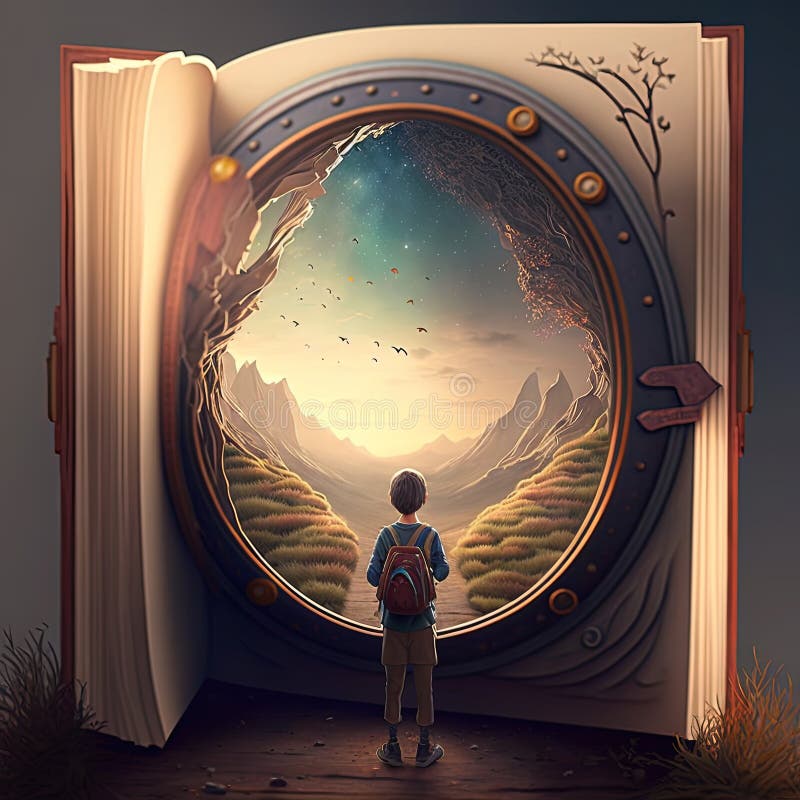 Fantastic Worlds in Open Storybook Pages. Concept Art of Dream Travels ...