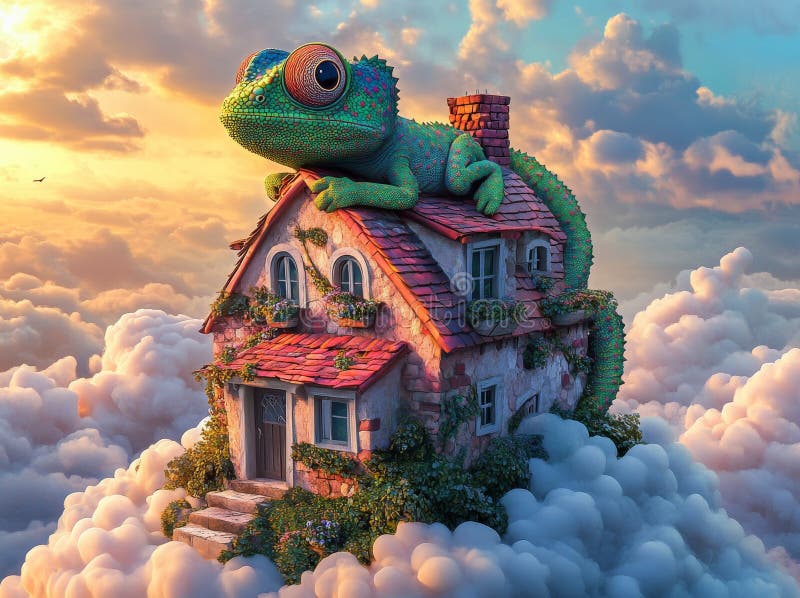 A Fantastical Architectural Setting Where a Chameleon Drifts among ...