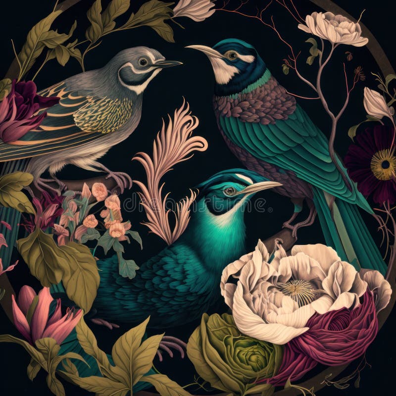 Fantastical Birds in Vibrant Colors for Invitations and Posters. Stock ...