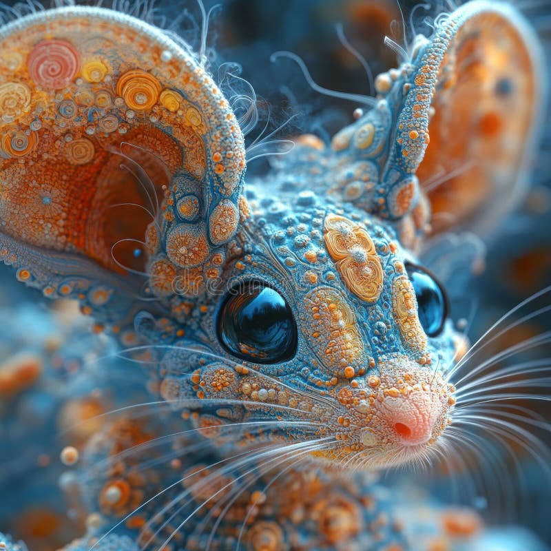 A Fantastical, Blue Mouse with Swirling Patterns and Expressive Eyes ...