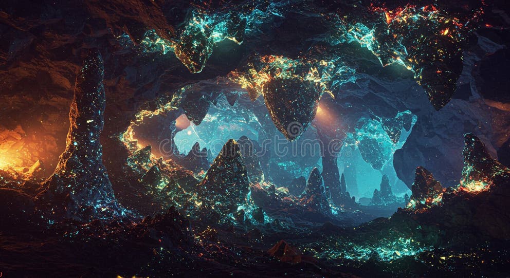 A Fantastical Cave Setting Featuring Striking Stalagmites and ...