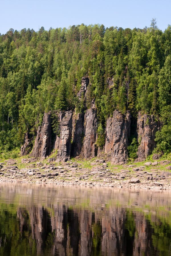 Fantastical Cliffs on the River. Around only Rocks Stock Photo - Image ...