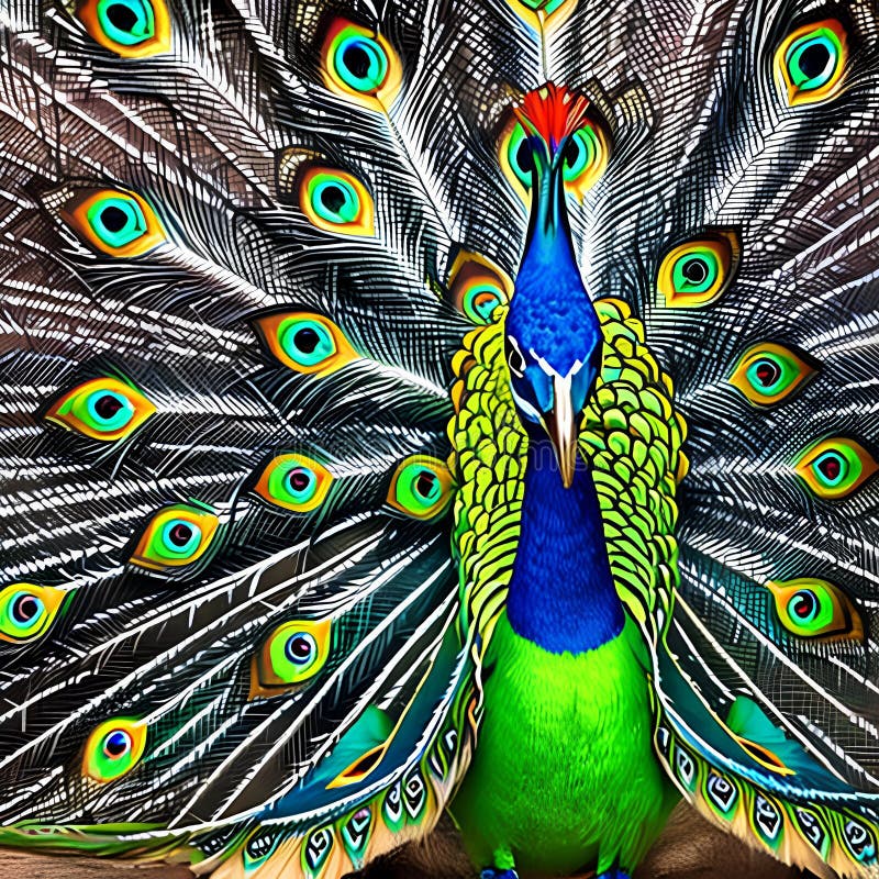 A Fantastical Combination of a Snake and a Peacock, with a Long ...