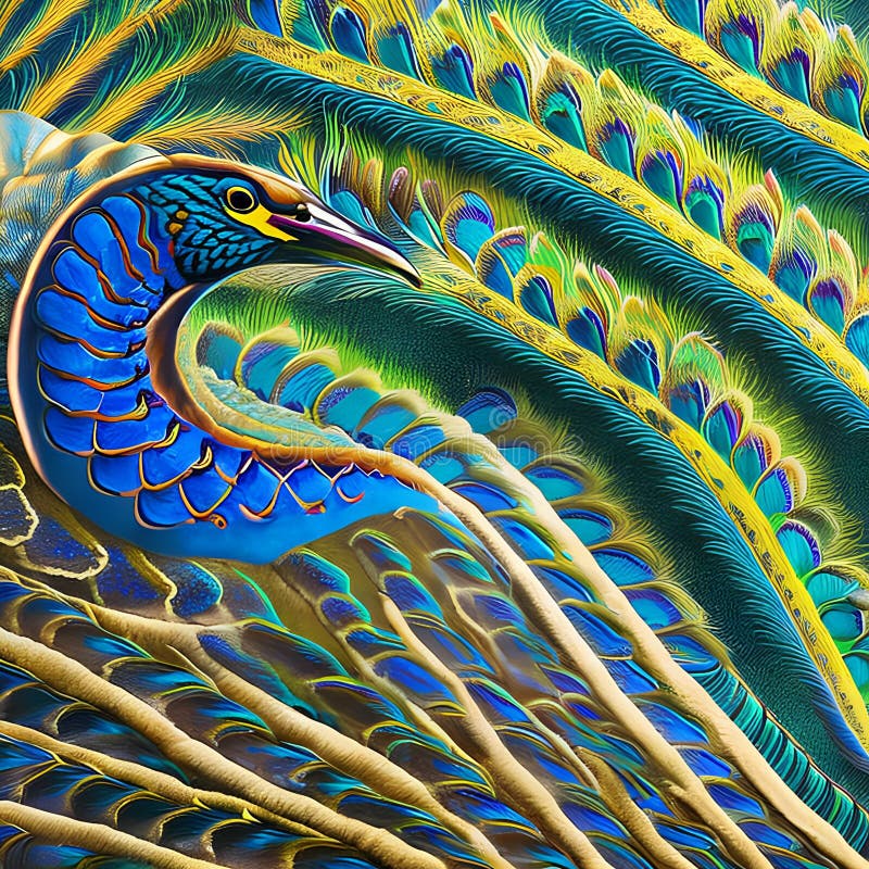 A Fantastical Combination of a Snake and a Peacock, with a Long ...