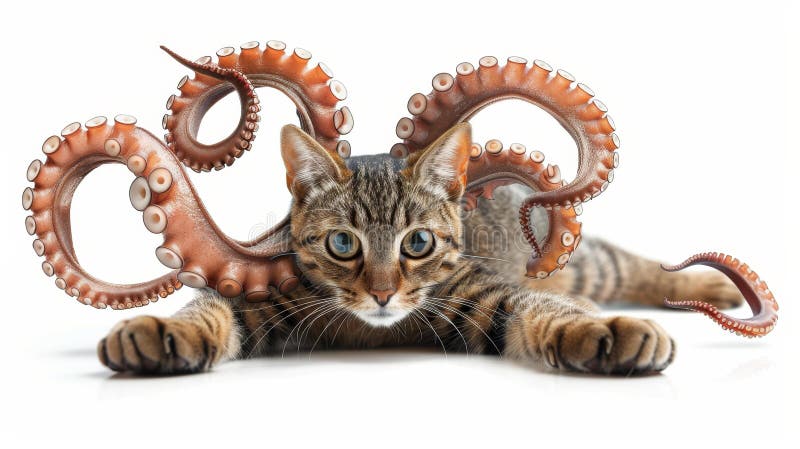 A Fantastical Creature, Part Cat, Part Octopus, Climbs with Ease Stock ...
