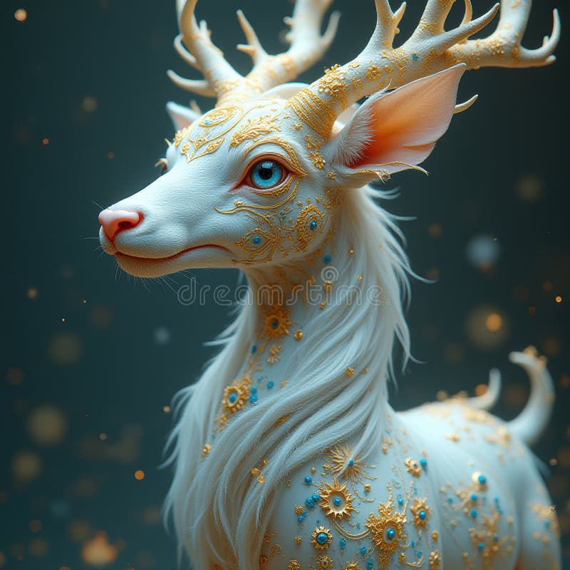 A Fantastical, Deer-like Humanoid Figure with Celtic-knot Eye Patterns ...