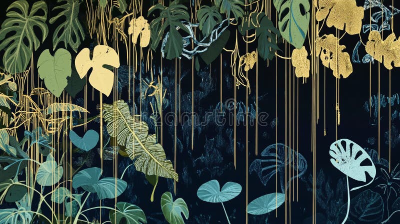 A Fantastical Depiction of Threads Raining Down in a Lush Jungle ...