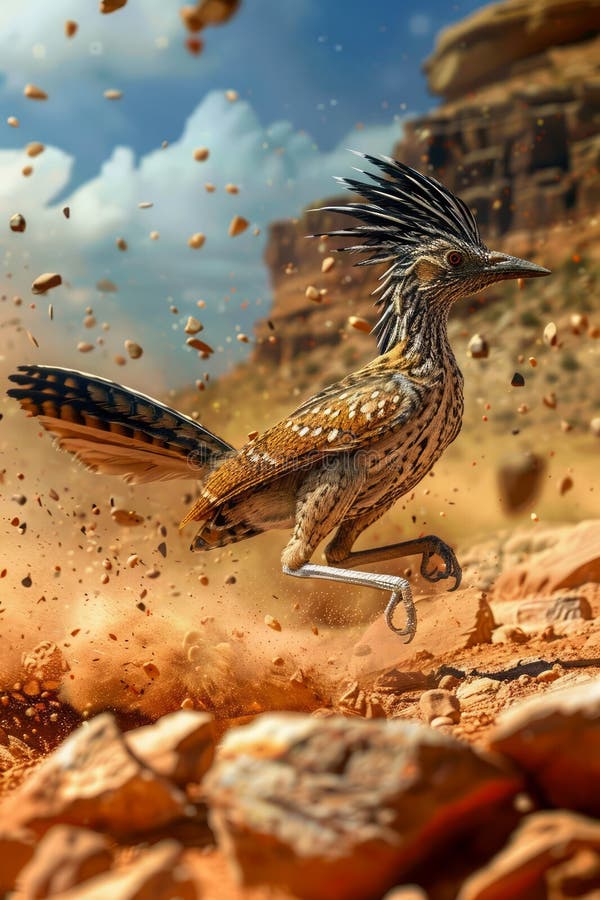 Fantastical Digital Art of a Mythical Bird Creature in a Dynamic Dusty ...