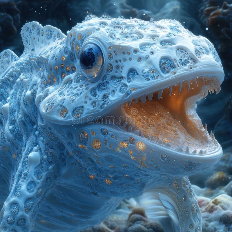 A Fantastical, Fish-like Creature with Bubbly Scales, Prominent Eyes ...