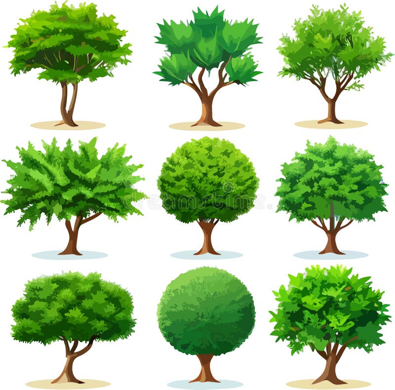 Fantastical Forest Trees Bushes Plants Art Vector Stock Vector ...