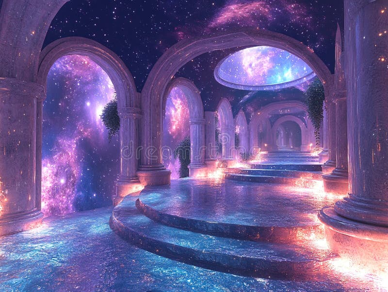 A Fantastical Scene Blends Architecture with Celestial Wonders ...