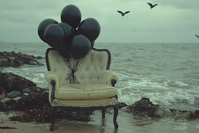 A Fantastical Scene Where a Chair is Kept in Equilibrium by Numerous ...