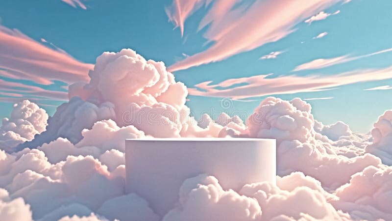Fantastical Setting, Floating Fluffy Clouds in a Whimsical Sky, Elegant ...