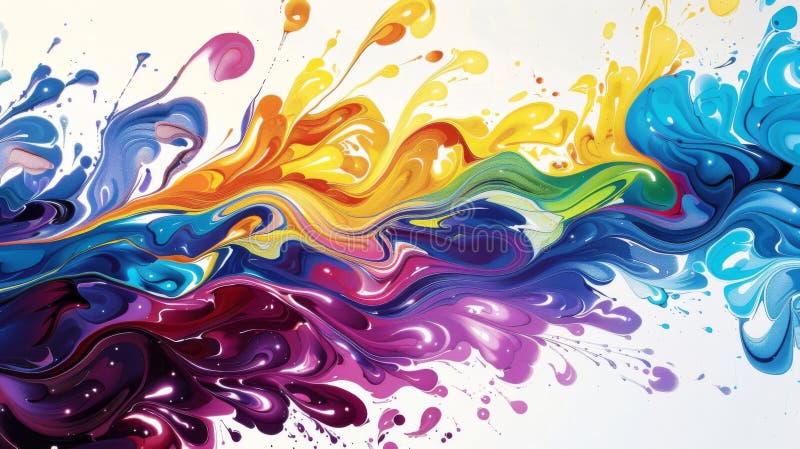 Fantastical Swirls of Rainbow Colors on a White Background Ignite the ...