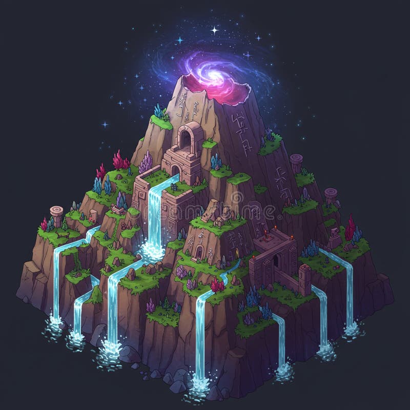 A Fantastical, Towering Structure Resembling a Mountain is Adorned with ...