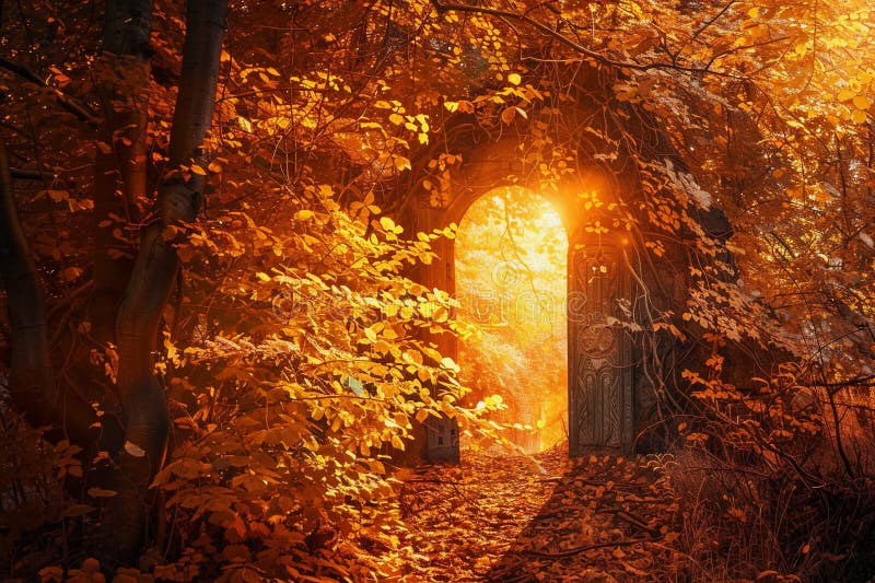 A Fantastically Beautiful Door in Forest Leading To the Unknown Stock ...