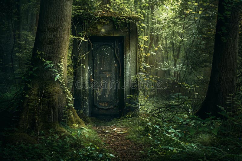 Fantastically Beautiful Door in Wild Forest Leading To Unknown Stock ...