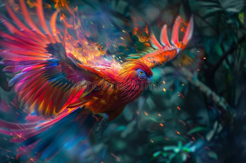 Fantastically Beautiful Mythological Bird Phoenix from Bright Fire ...