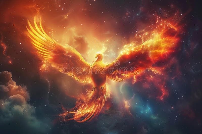 Fantastically Beautiful Mythological Bird Phoenix from Bright Fire ...