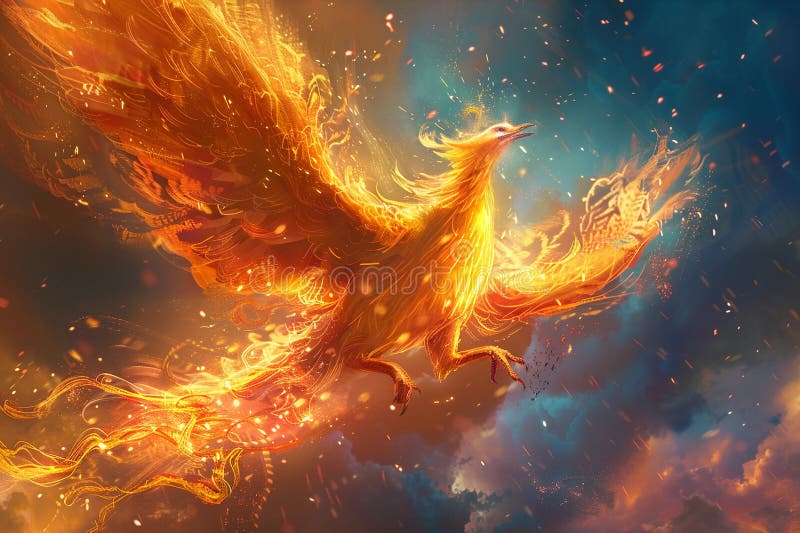 Fantastically Beautiful Mythological Bird Phoenix from Bright Fire ...