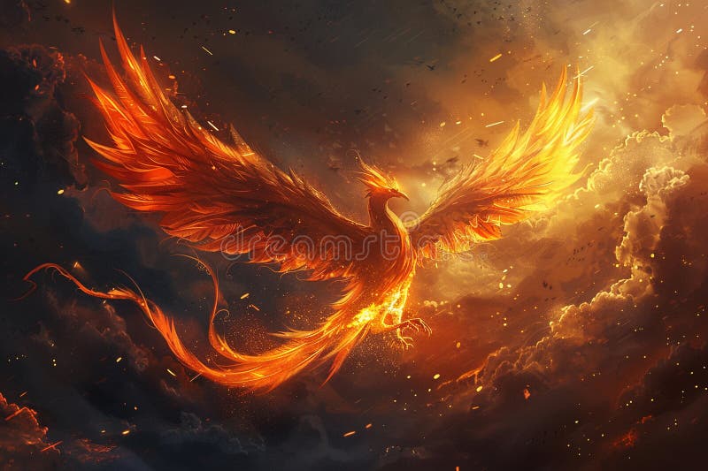Fantastically Beautiful Mythological Bird Phoenix from Bright Fire ...