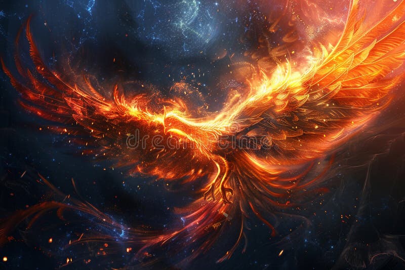 Fantastically Beautiful Mythological Bird Phoenix from Bright Fire ...