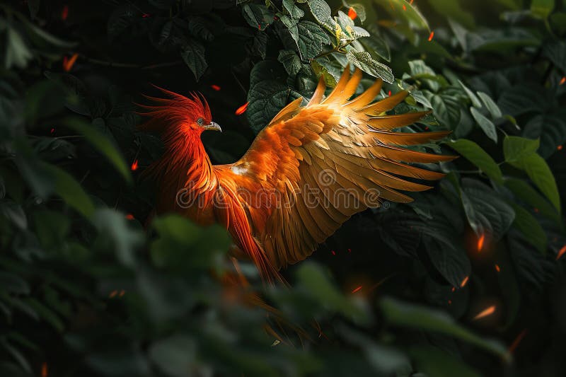 Fantastically Beautiful Mythological Bird Phoenix from Hot Fire Stock ...