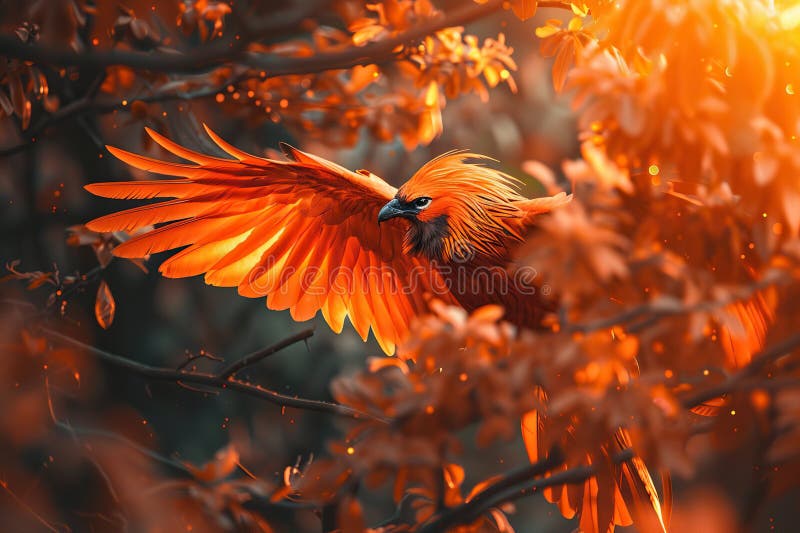 Fantastically Beautiful Mythological Bird Phoenix from Hot Fire Stock ...