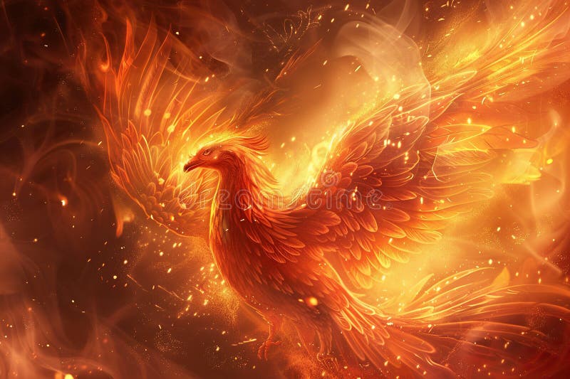 Fantastically Beautiful Mythological Bird Phoenix from Hot Fire Stock ...