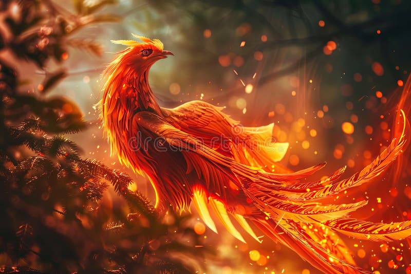 Fantastically Beautiful Mythological Bird Phoenix from Hot Fire Stock ...