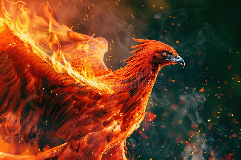 Fantastically Beautiful Mythological Bird Phoenix from Hot Fire Stock ...