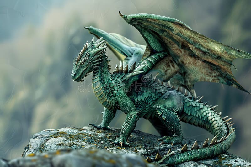 Fantastically Beautiful Mythological Dragon with Wide Wings Stock Photo ...