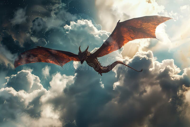 Fantastically Beautiful Mythological Dragon with Wide Wings Stock ...